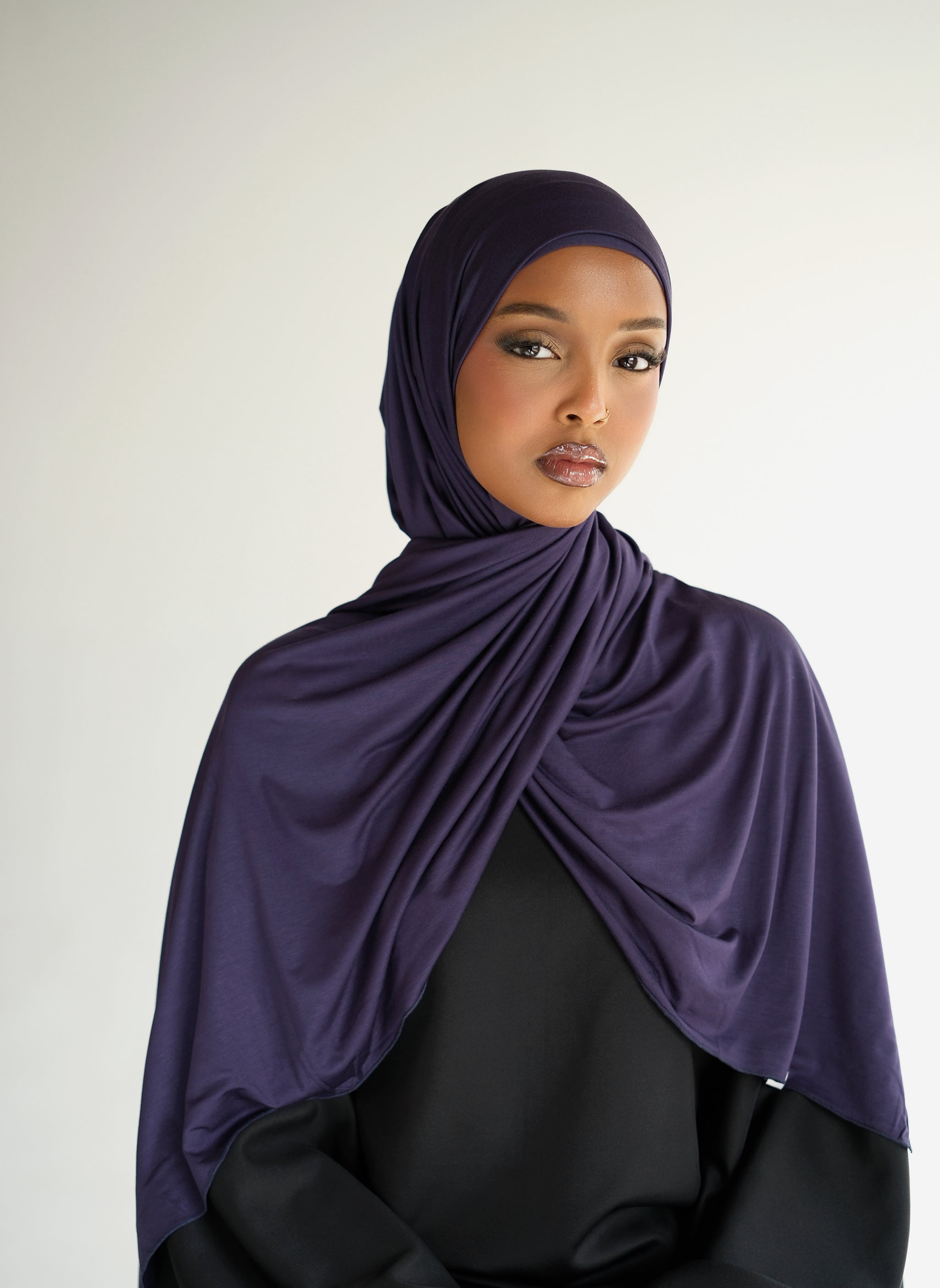 *New* Aubergine Silk Bamboo Jersey Hijab